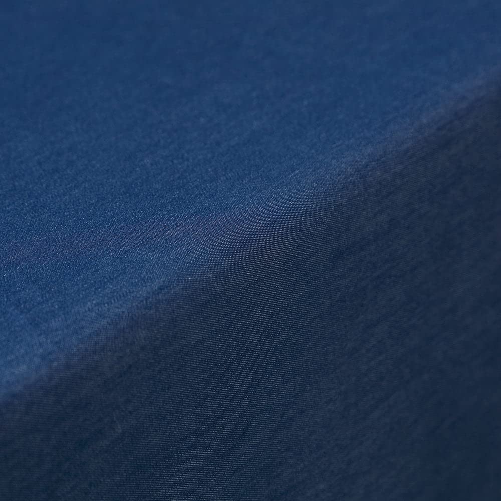 Tableclothsfactory 85" x 85" Dark Blue Faux Denim Polyester Table Overlays Square Tablecloth Cover for Wedding Party Event Banquet