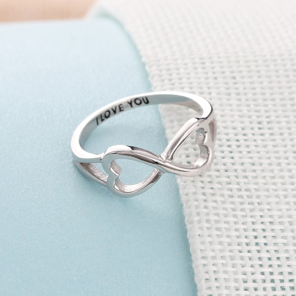 SILBERTALE 925 Sterling Silver Rings for Women Stacking Infinity Knot Double Heart I Love You Heart Promise Rings Stackable Wedding Bands Rings Size 6