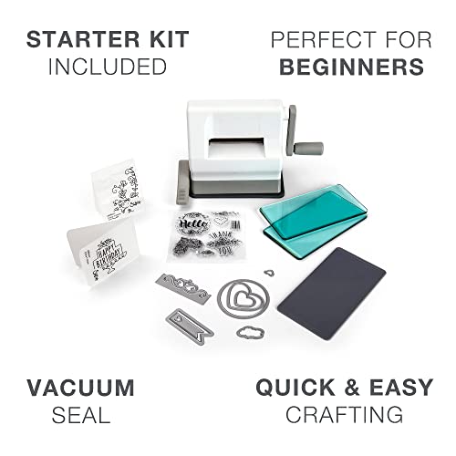 Sizzix Sidekick Starter Kit 661770 Portable Manual Die Cutting & Embossing Machine for Arts & Crafts, Scrapbooking & Cardmaking, 6.35 cm Opening, 2.5" Opening, White