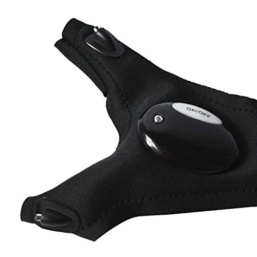 Zerlibeaful Night Fishing Glove with LED Light Tools Outdoor Gear Ice Soft Plastics (Black, One Size)