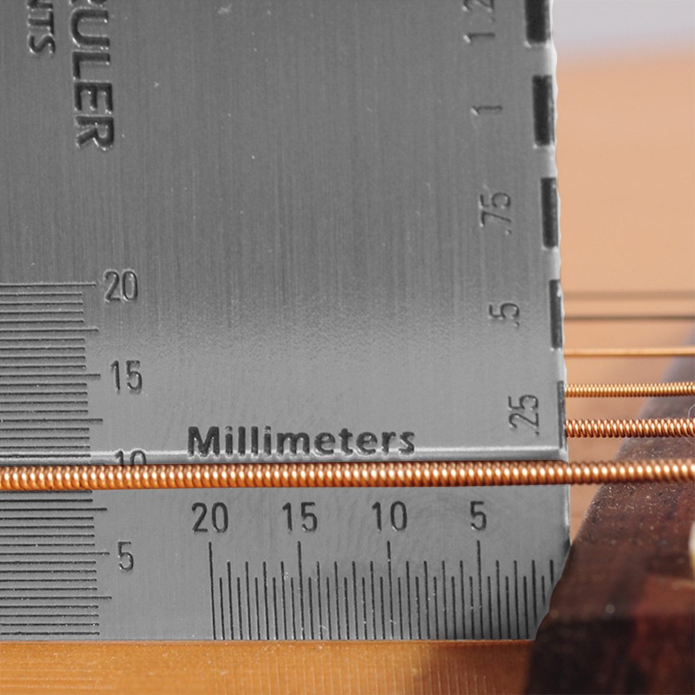 TIMESETL 2Pack Stainless Steel Feeler Gauge Dual Marked Metric and Imperial Gap Measuring Tool 32 Blades + String Action Ruler Gauge Tool for Guitar Player & Luthier & Mechanic Auto Repair