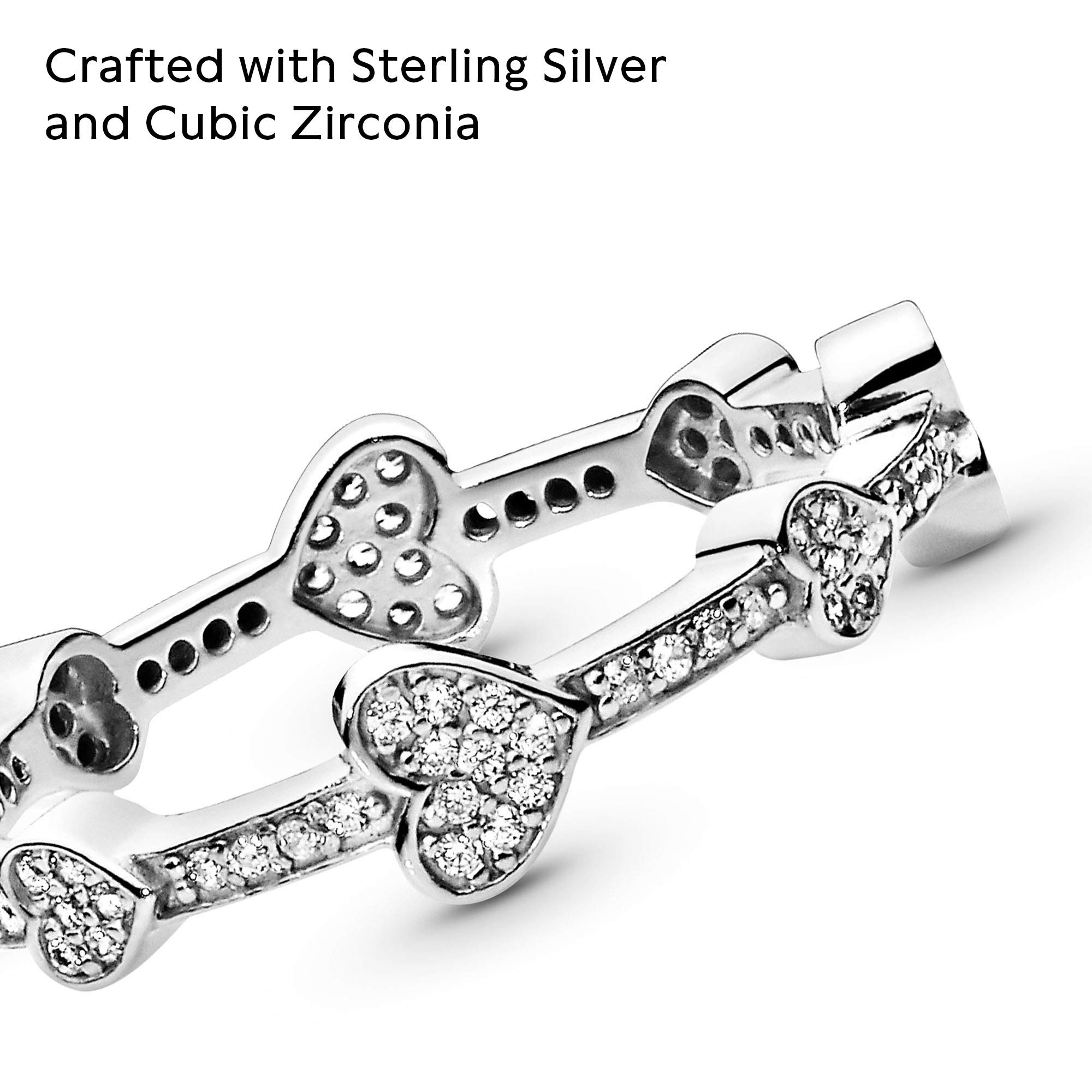 Pandora Jewelry Alluring Hearts Cubic Zirconia Ring in Sterling Silver, Size 5