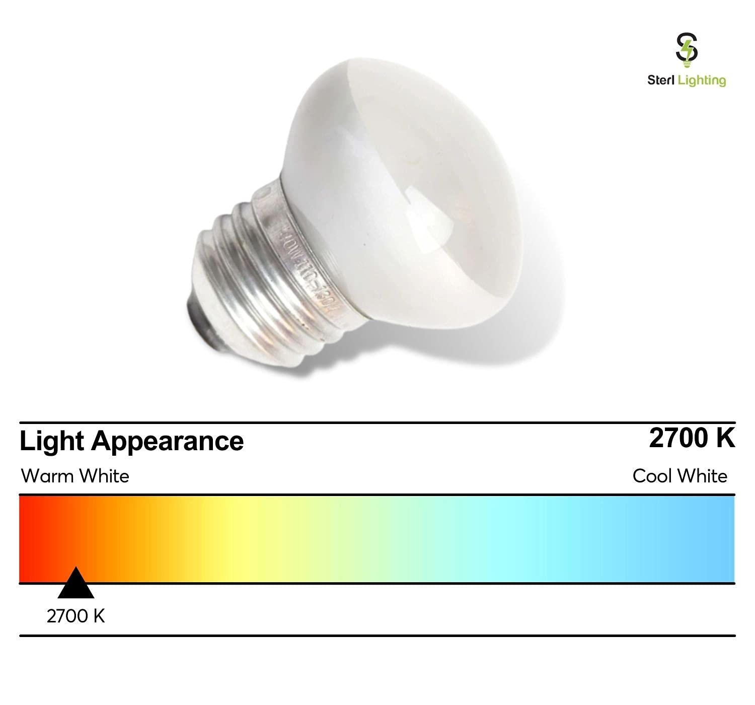 Sterl Lighting β 25 Watts R14 Reflector E26 Standard Screw Medium Base β Dimmable Short Neck Frosted Lava Lamp Light Bulb Incandescent β 120V 2.50 Inch 120Lm 2700K Warm White Frost β 10 Pack
