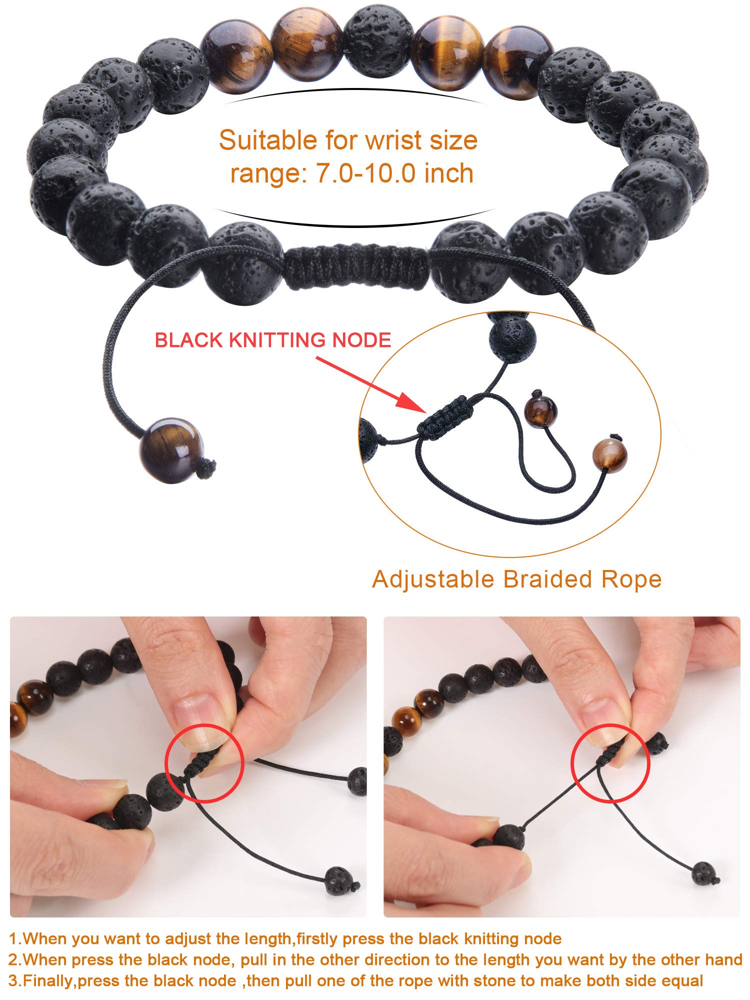 Tatuo Essential Oil Bracelet for Men Valentine's Day Birthday Gifts Diffuser Stone Lava Beads Bracelets for Aromatherapy