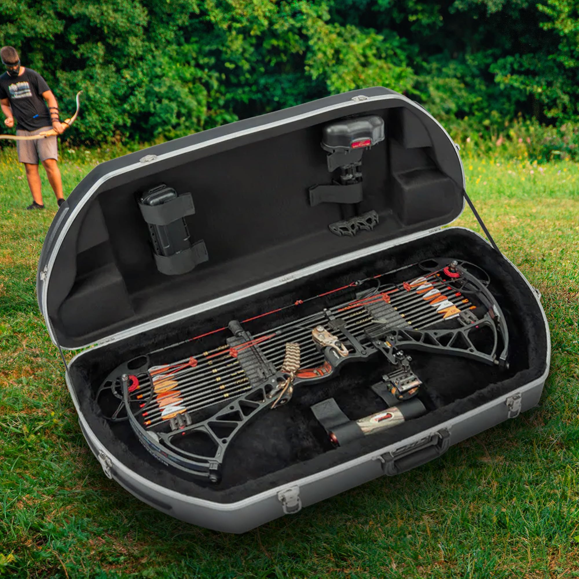 SKB Cases Hunter Series Portable Bow and Arrow Crossbow Case with ABS Hard Plastic Shell Exterior and Comfort Grip Handle, Black