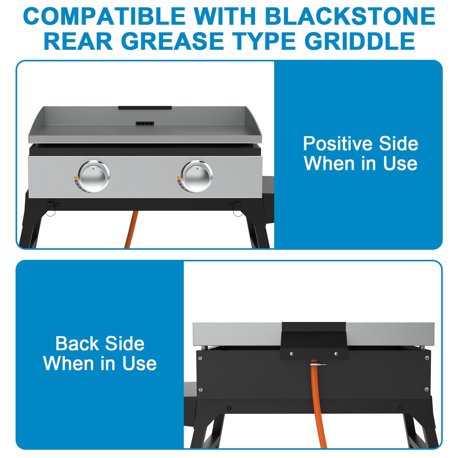 SafBbcue Upgrade Rear Grease Drainage Funnel Grease Catcher for Blackstone Griddle Integrated Rear Grease Cup Grease Slide Griddle Mod for Blackstone 17/22/28/36 Inch Griddle Accessories Liners Free