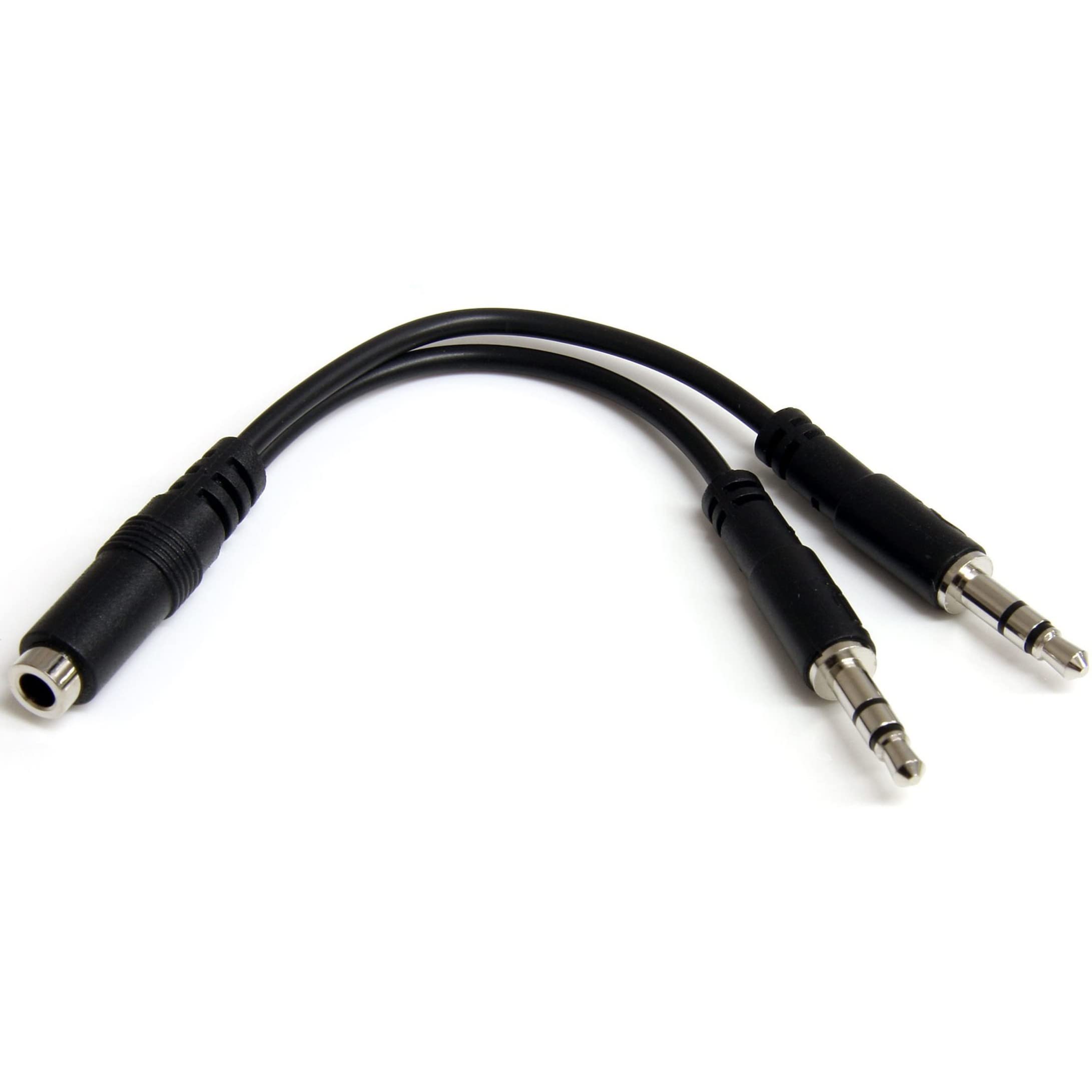 StarTech.com 3.5mm 4 Position to 2X 3 Position 3.5mm Headset Splitter Adapter & .com 2m 3.5mm 4 Position TRRS Headset Extension Cable