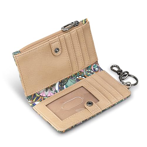 Sakroots Encino Slim Wallet in Coated Canvas, Pin Snap Closure, Mint Spirit Desert