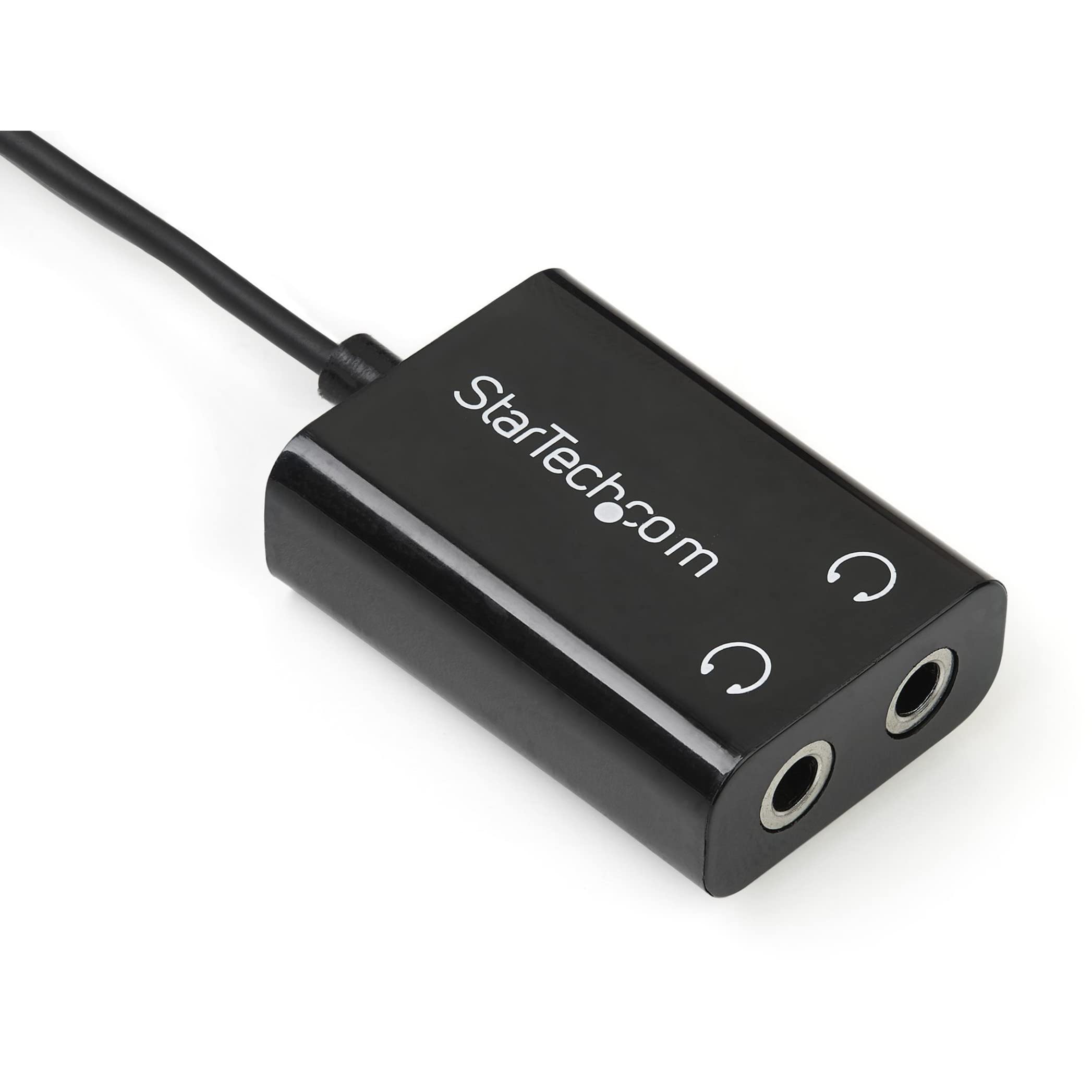 StarTech.com Black Slim Mini Jack Headphone Splitter Cable Adapter - 3.5mm Audio Mini Stereo Y Splitter - 3.5mm Male to 2x 3.5mm Female (MUY1MFFADP)
