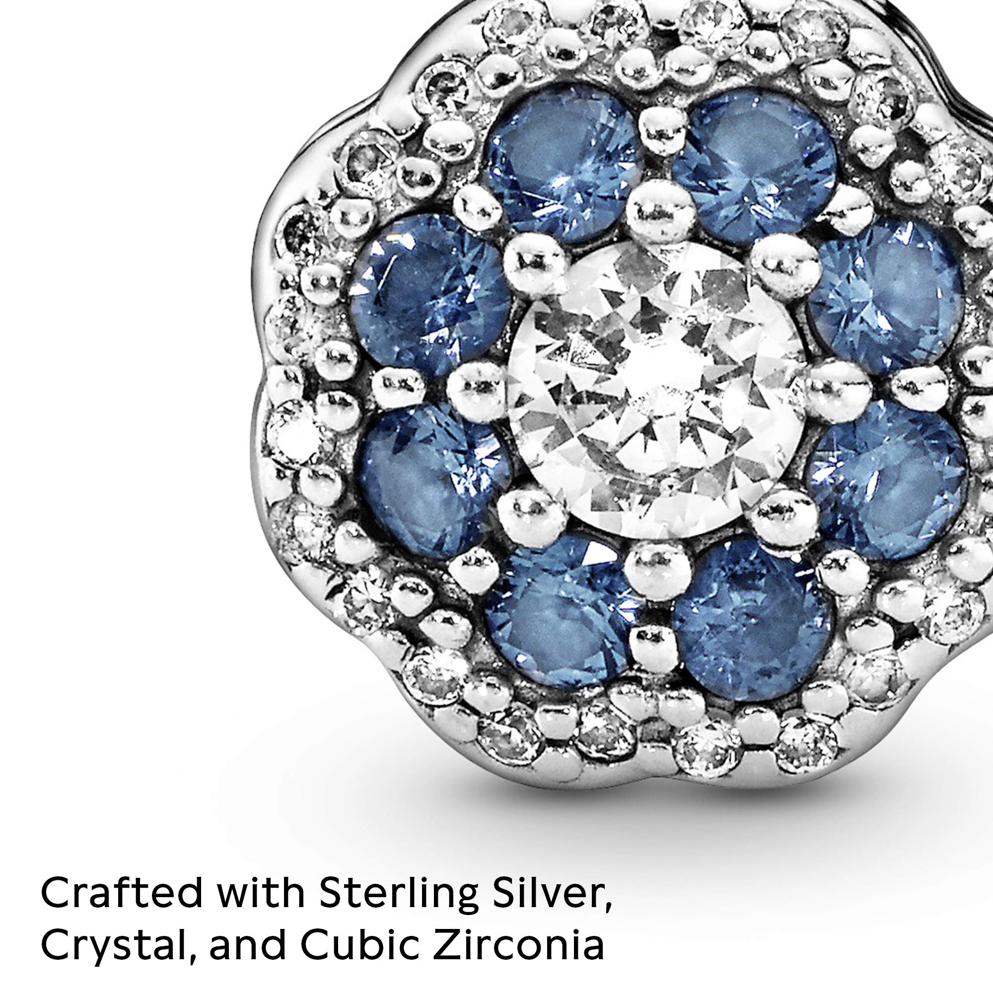Pandora Jewelry Blue Sparkle Flower Crystal and Cubic Zirconia Charm in Sterling Silver