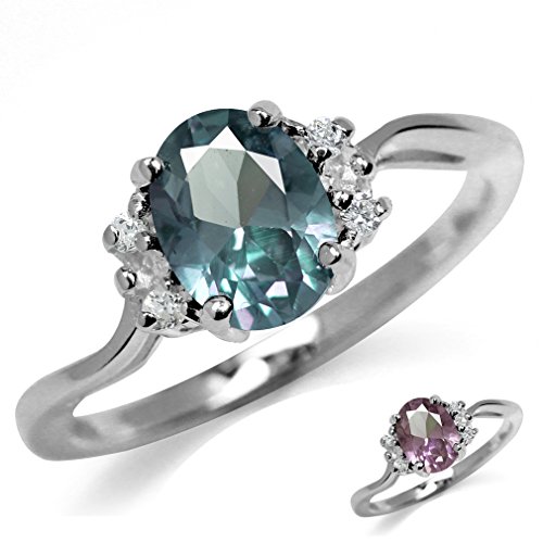 Silvershake Simulated Color Change Alexandrite White Gold Plated 925 Sterling Silver Engagement Ring Size 10