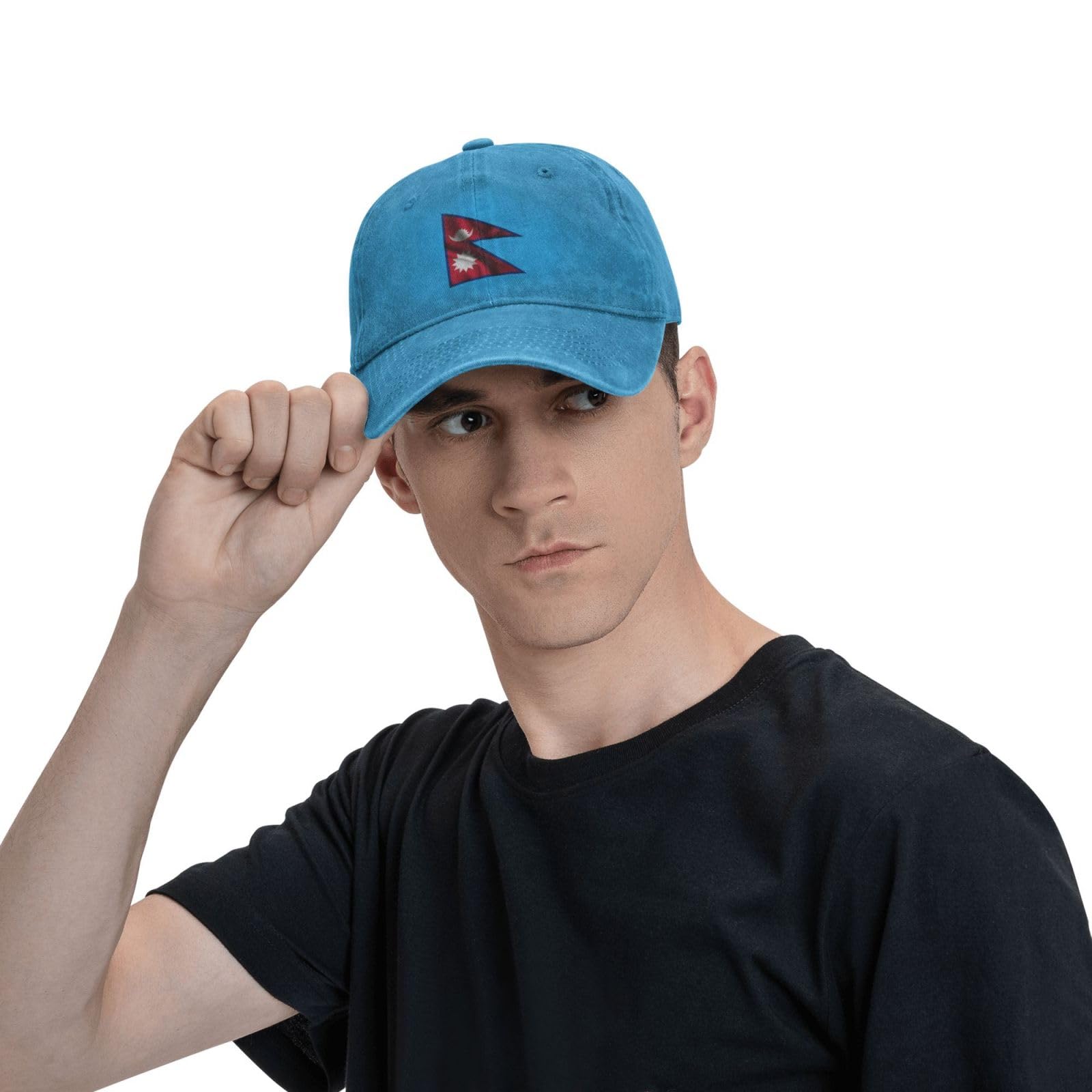 Silk Style Flag of Nepal Baseball Cap for Men Women Hats Adjustable Vintage Washed Cotton Dad Hat Blue