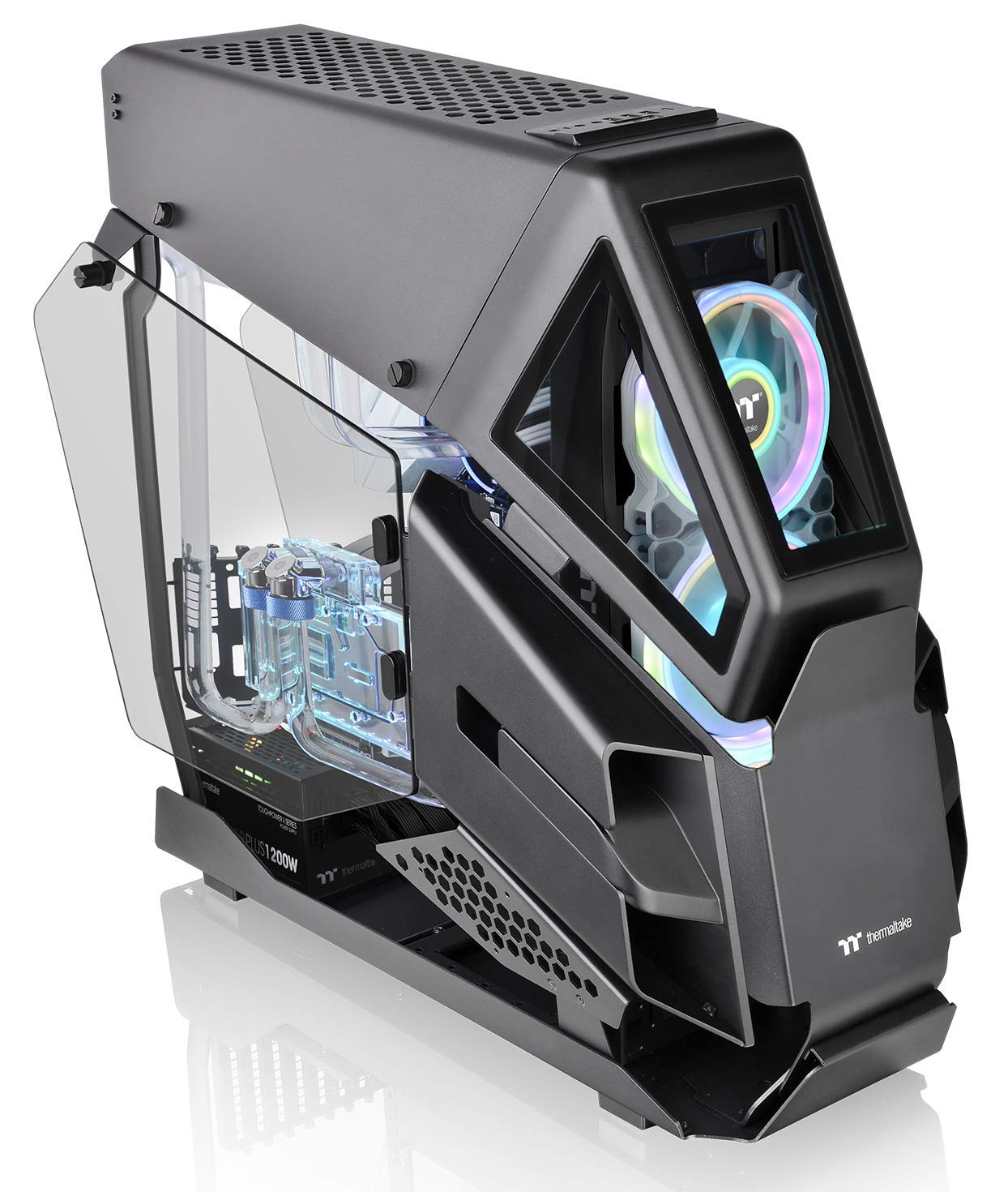 Thermaltake AH T600 Helicopter Styled Open Frame Tempered Glass Swing Door E-ATX Full Tower Case CA-1Q4-00M1WN-00