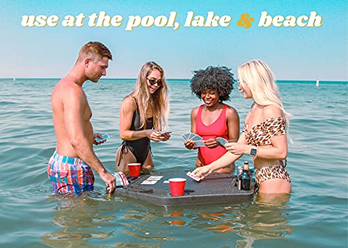 Polar Whale Floating Large Poker Table Game Tray for Pool or Beach Party Float Lounge Durable Foam 40.5 Inch Chip Slots Drink Holders with Waterproof Playing Cards Deck UV Resistant