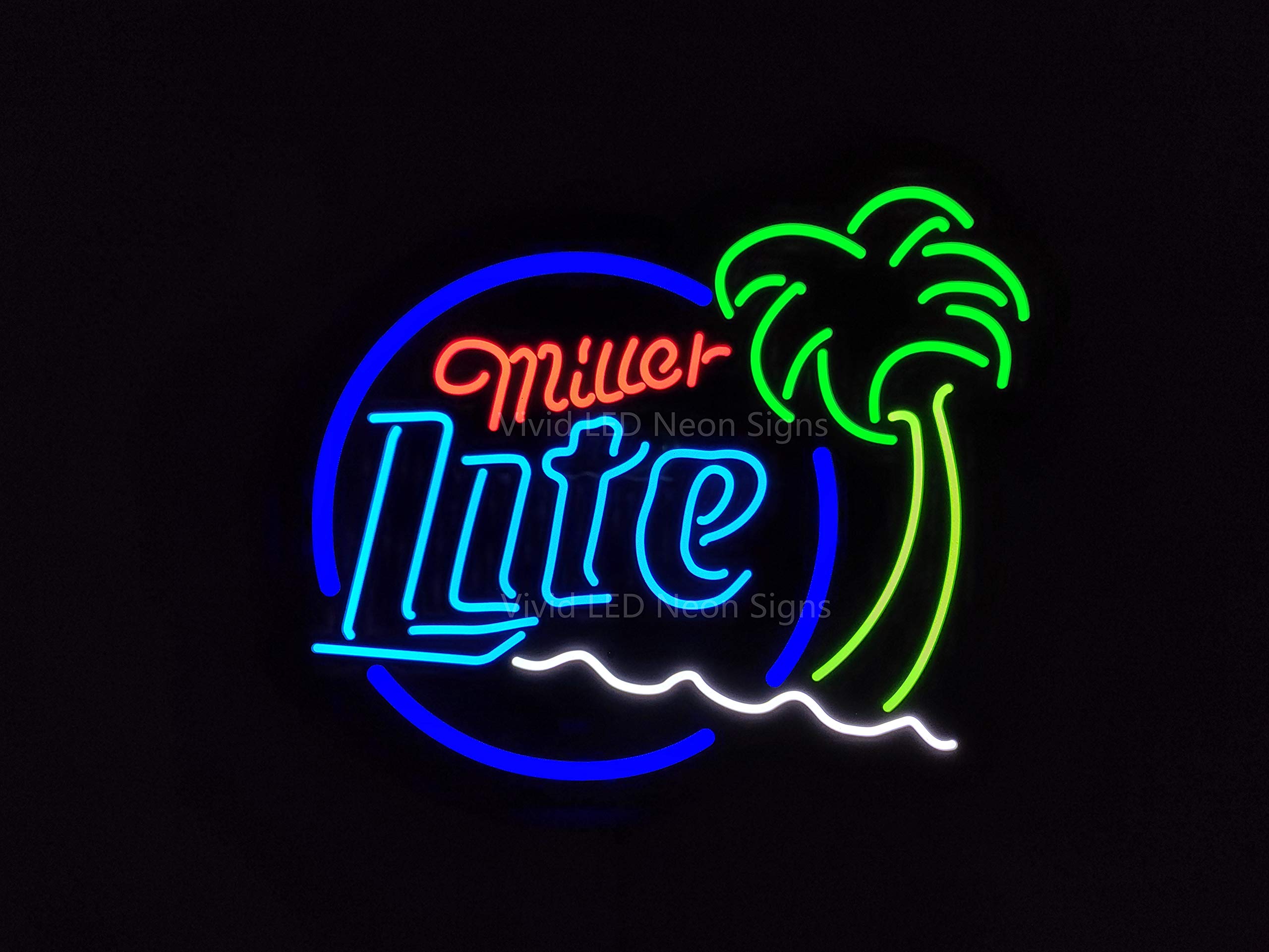 Vivid Sign New Millers LITE Palm Tree Beer Cute Super Bright Vivid LED Neon Sign Lamp 10"
