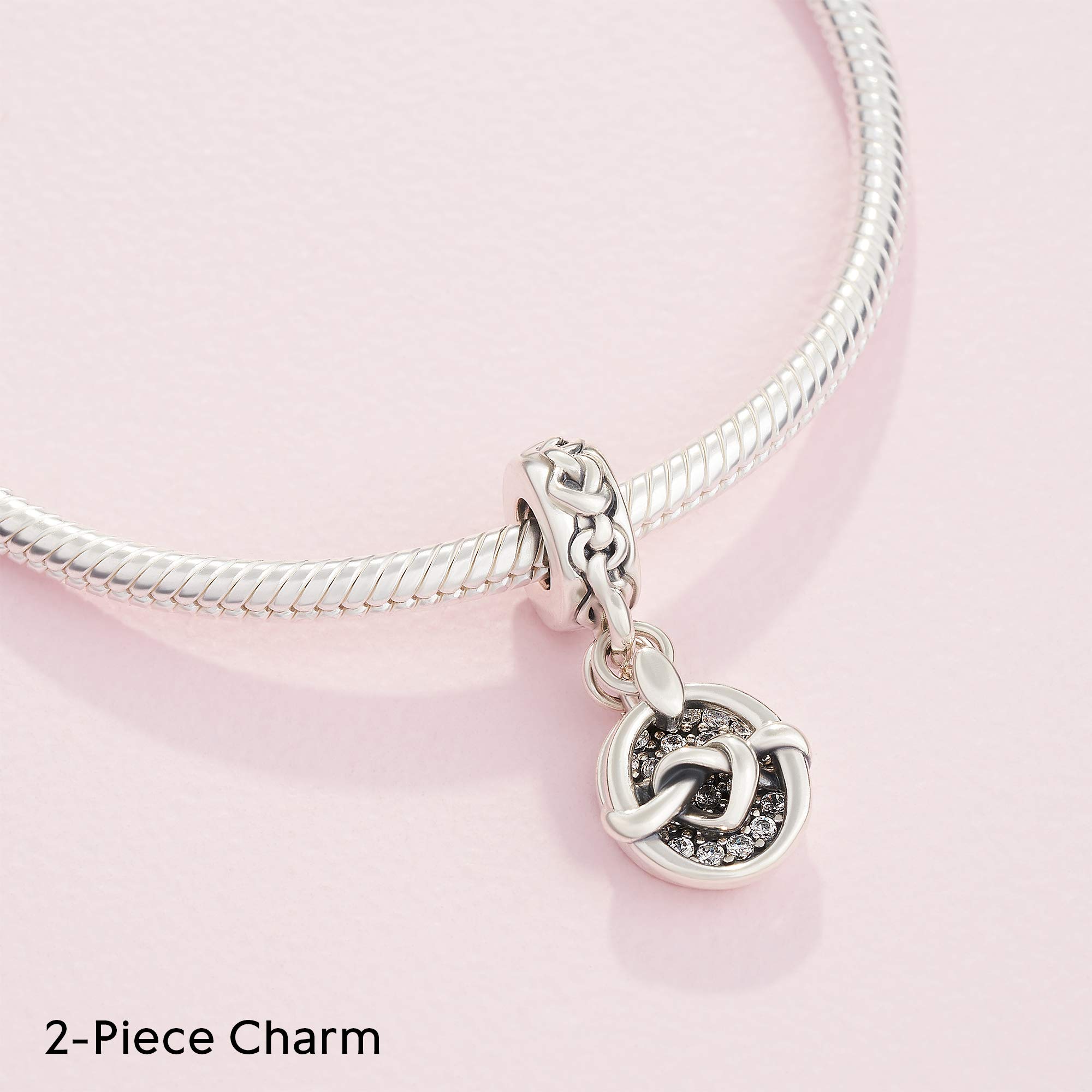 Pandora Jewelry Knotted Hearts Dangle Cubic Zirconia Charm in Sterling Silver