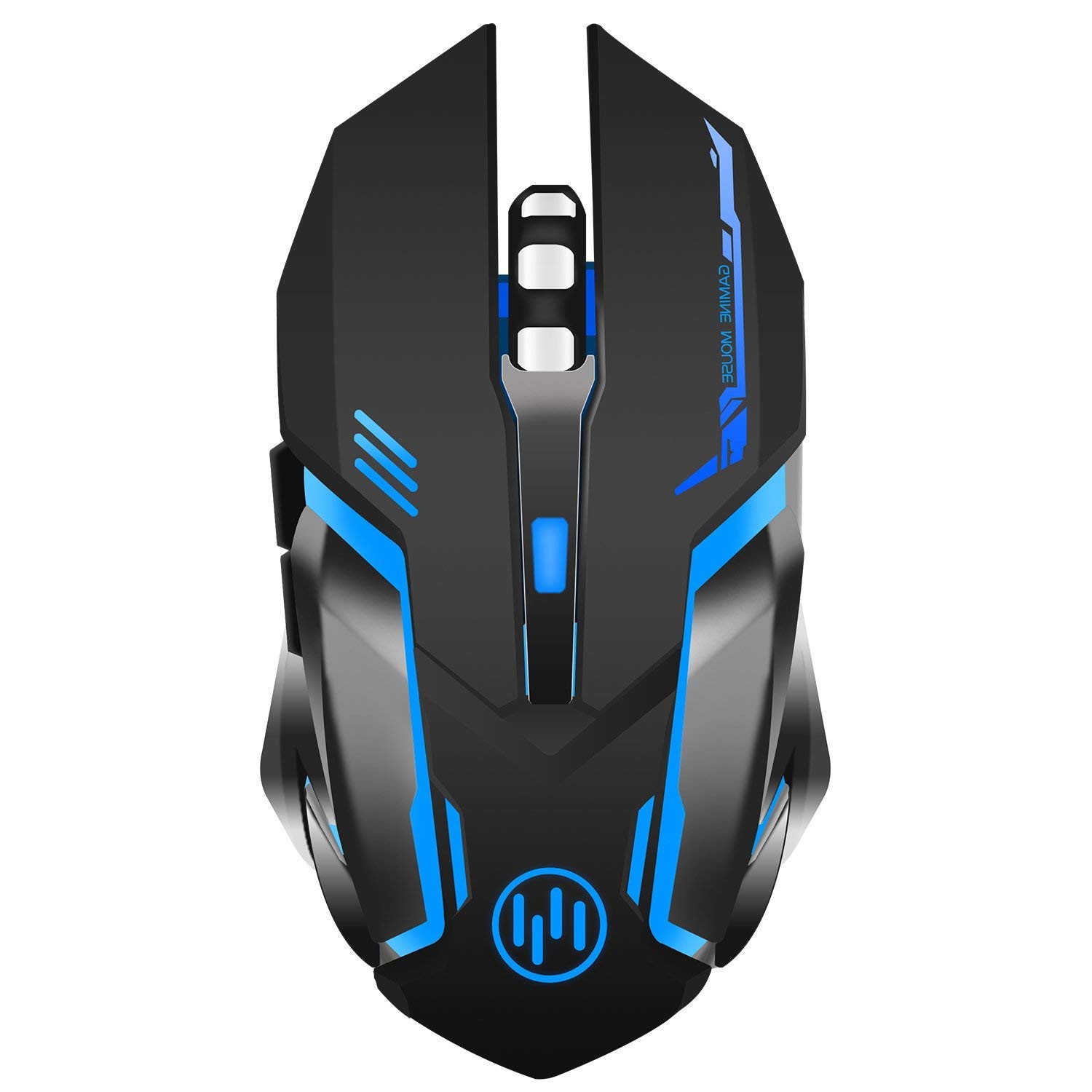 Scettar Wireless Gaming Mouse, Rechargeable Computer Gaming Mouse Silent Click, 7 Led Light, 3 Adjustable DPI,Iron Plate, Power Saving Mode Gaming Mouse for Laptop/PC/Notebook (C19 Black)