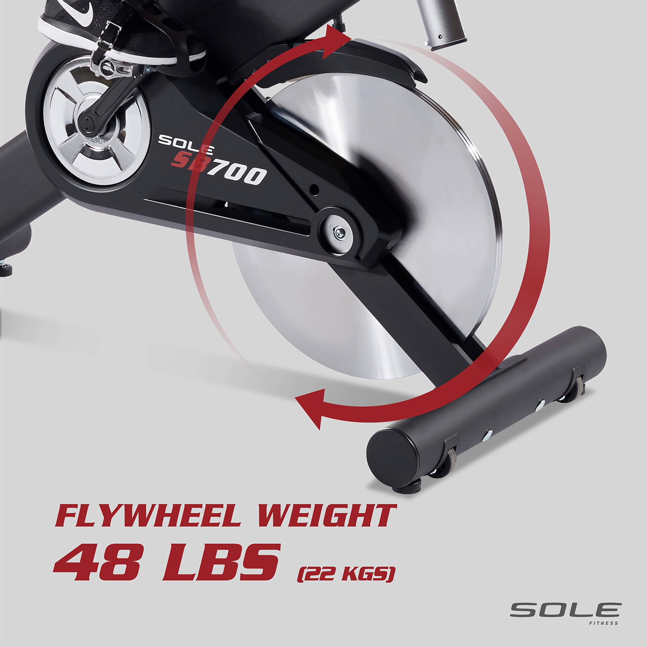 SOLE Fitness SB700 Light Upright Indoor Stationary Bike, Home and Gym Exercise Equipment, Smooth and Quiet, Versatile for Any Workout, Bluetooth and USB Compatible (Last Gen Model)