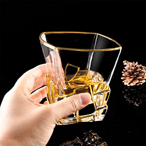 YANGRRJ Luxurys Gold-painted Whisky Bottle Set Creative Crystal Glass Wine Glass Beer Glass Wine Set (Color : D, Size : 1)