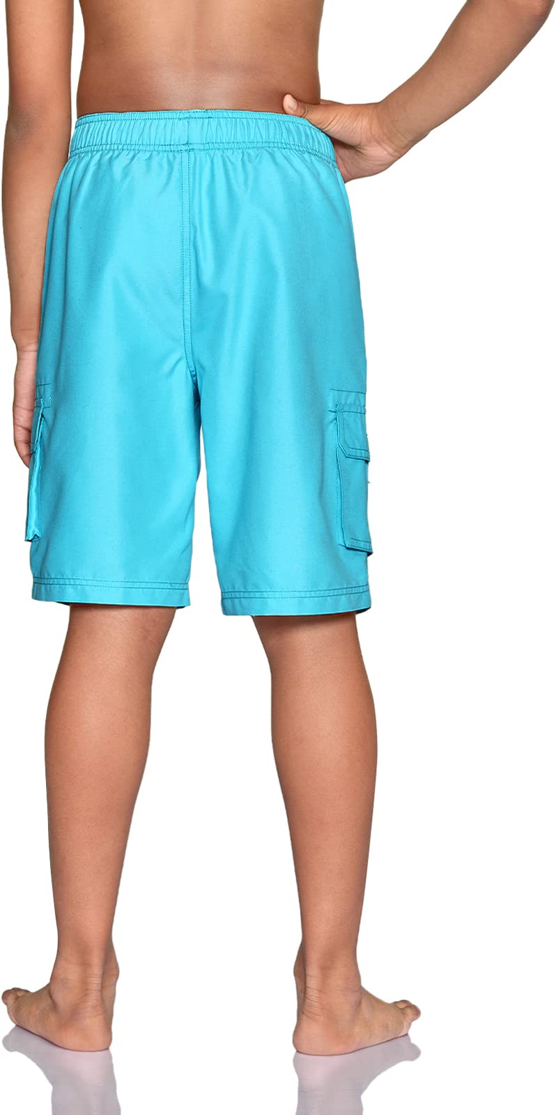TSLA Boys Swim Trunks, Quick Dry UPF 50+ Beach Board Swim Shorts, Swimsuit Swimwear with Inner Mesh Liner, Solid Trunks Aqua, 6