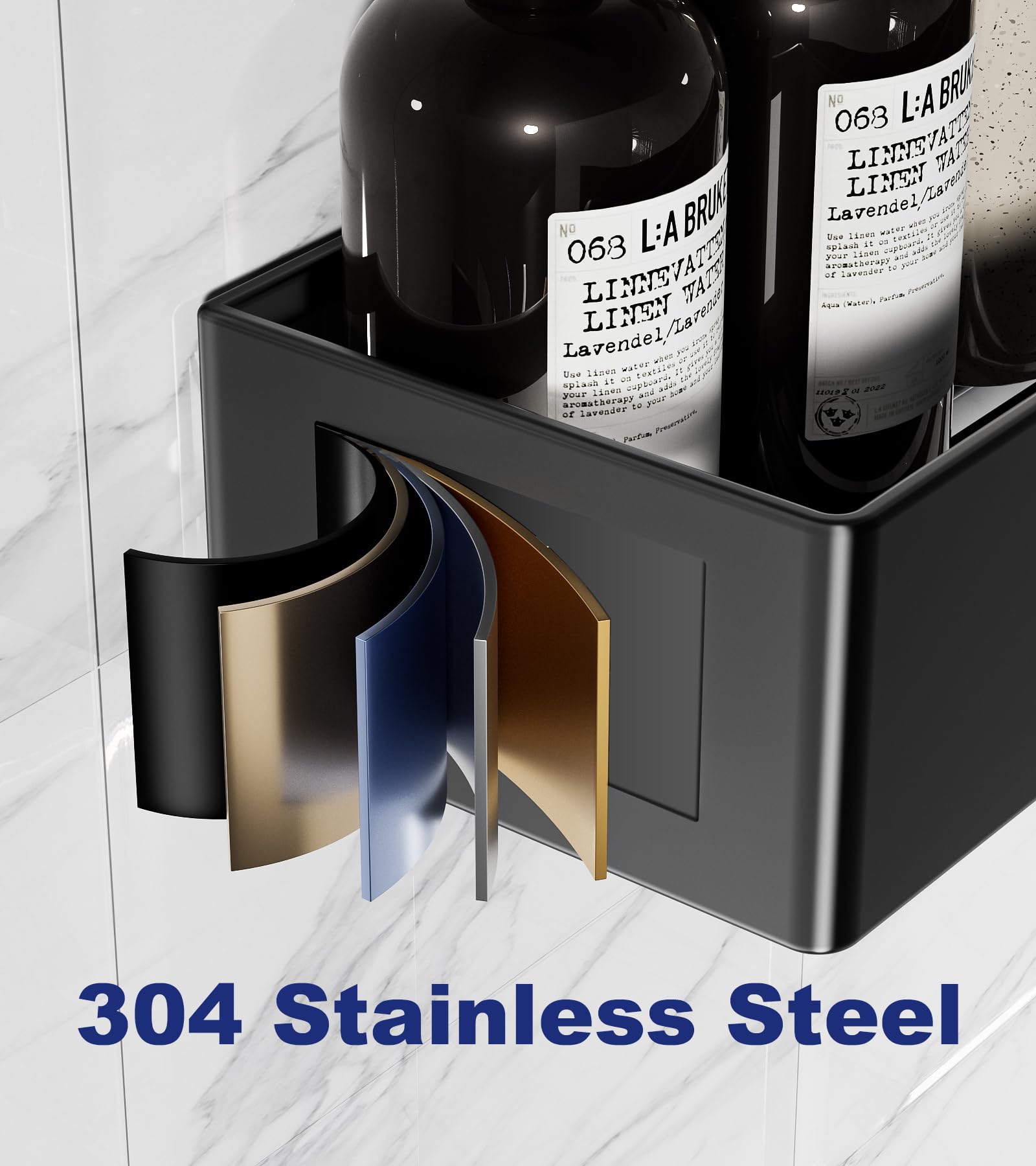 Statiem Adhensive Shower Caddy 2 Pack, Stainless Steel Shower Shelf for Inside Shower Drill-Free Shower Organizer for Bathroom Organization and Storage