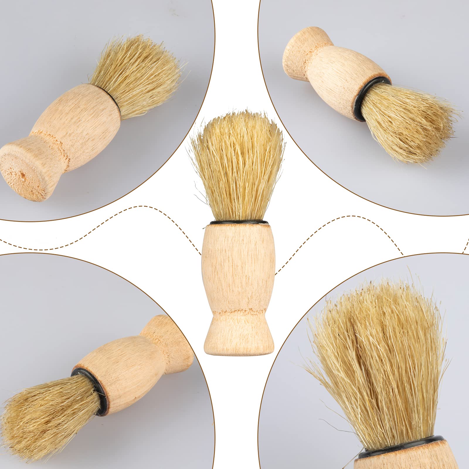 YAIKOAI 10 Pcs Men's Shaving Brush, Boar Bristle Wood Handle Shaving Brush Suitable for Professional Barber Salon Tools Personal Shaving