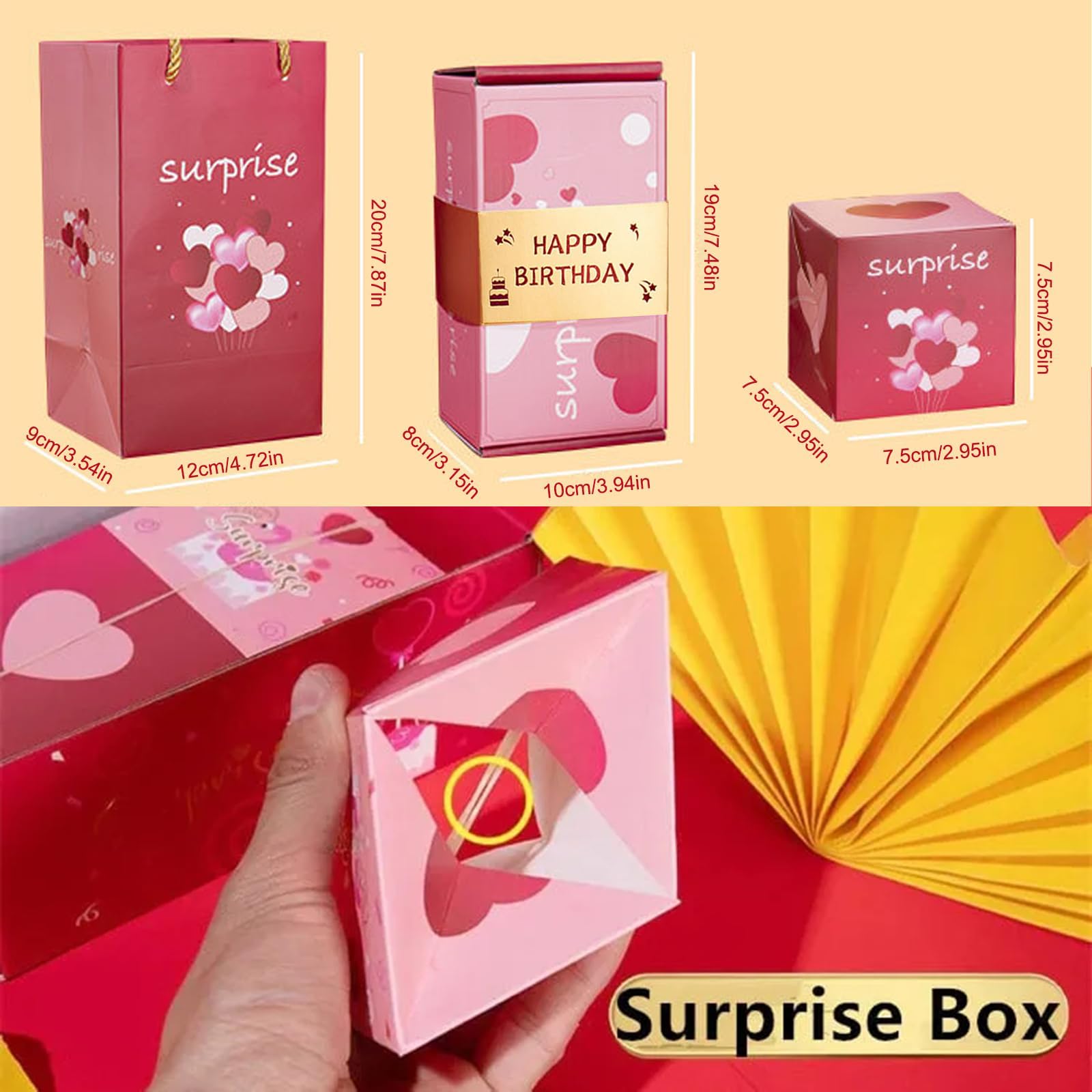 Surprise Box Gift Box,Bounce Surprise Gift Box,Surprise Gift Box Explosion for Money Creativity Folding Bouncing Red Envelope Gift Box,for Birthday(10boxes PINK)