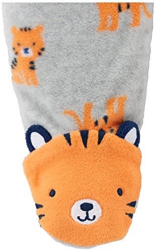 Simple Joys by Carter's Baby Boys 2-Pack Fleece Footed Sleep and Play, Grey Tiger/Mint Green Dog, Newborn