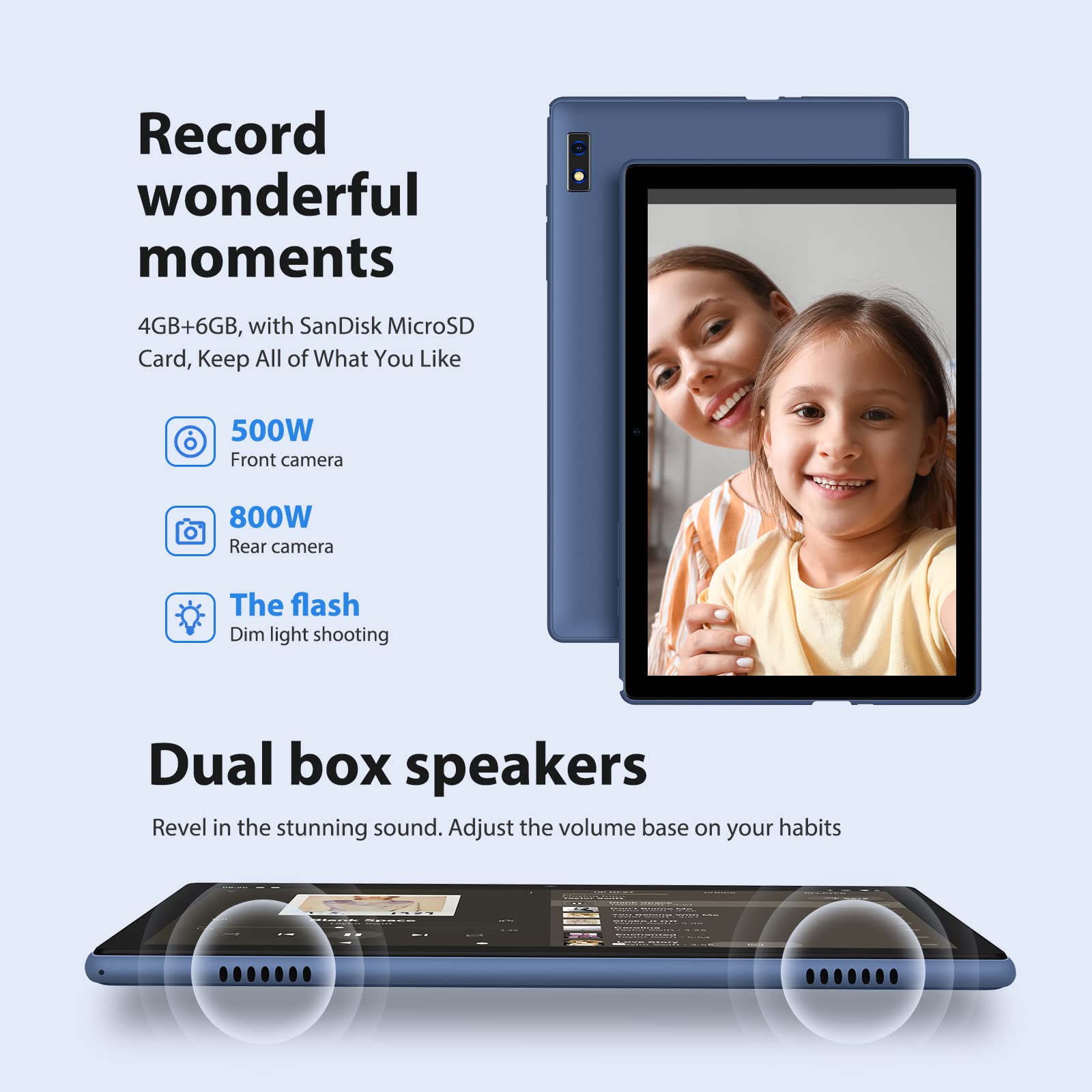 YOTOPT Android 12 Tablet, 10 inch Tablets 4GB RAM, 64GB ROM 1TB Expand, Android Tablet IPS HD Touch Screen, Dual Camera, Bluetooth, Parent Control, WiFi Tablet, Blue