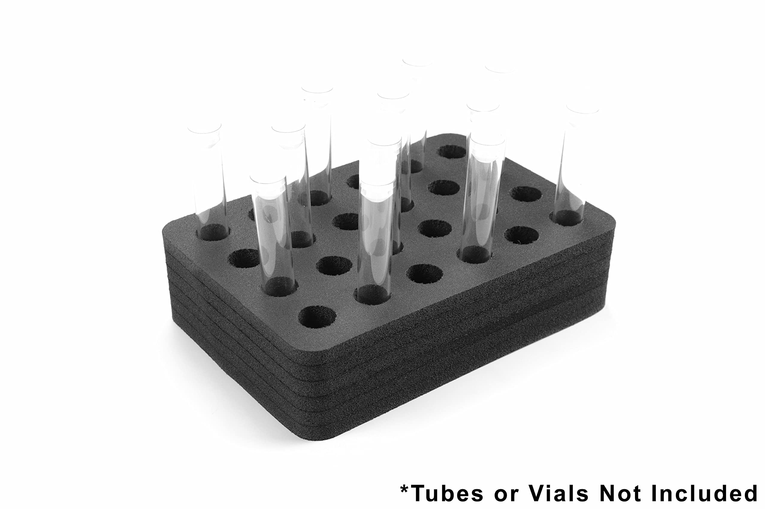 Polar Whale Test Tube Rack Durable Black Foam Storage Holder Organizer Stand Transport Holds 24 Tubes Fits up to 18mm Diameter