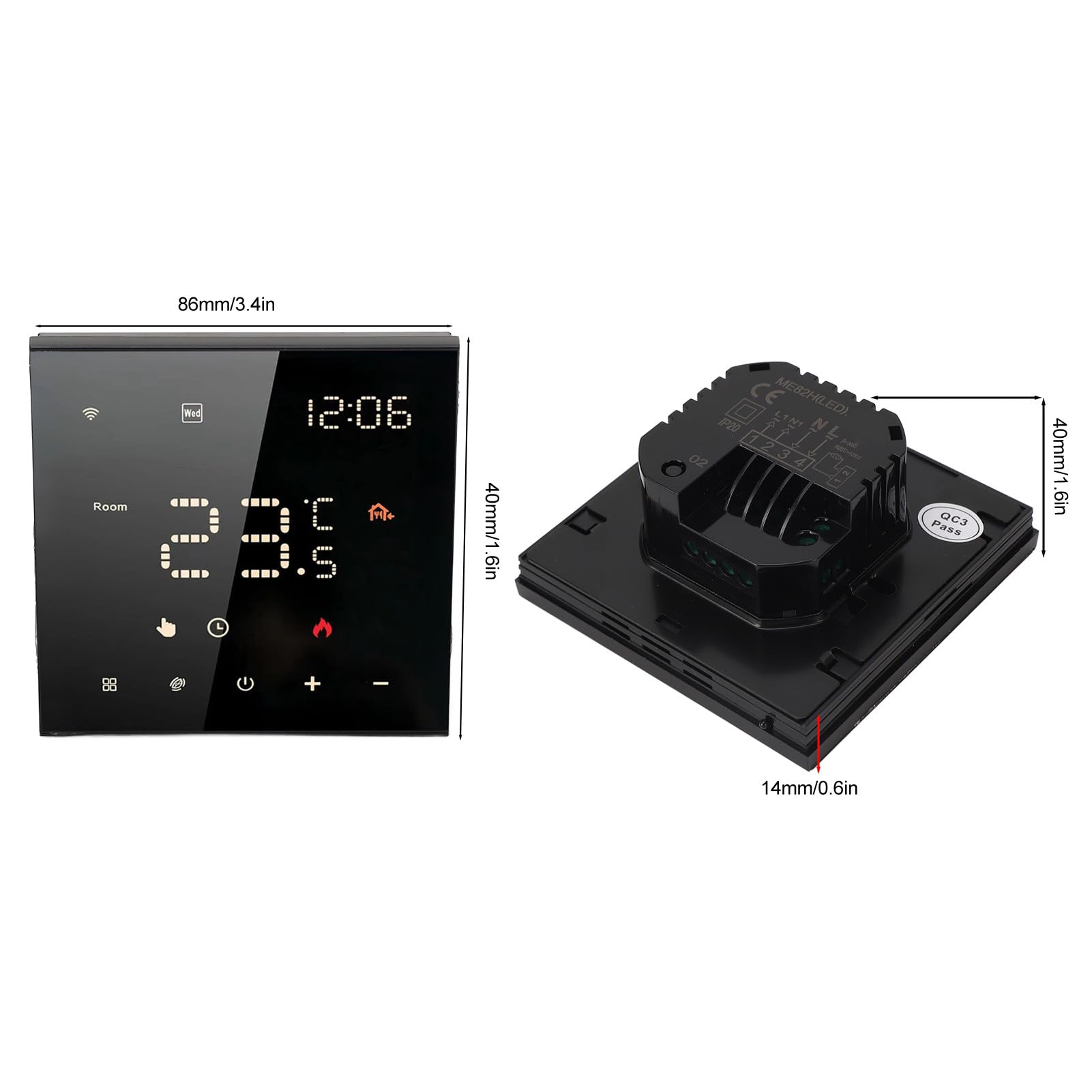 Thermostat, Smart Thermostat Practical APP Control 100-250VAC 7 Day Programmable Touch Screen High Accuracy Flame Retardant for Indoor (3A Water Floor Heating Wall Hanging