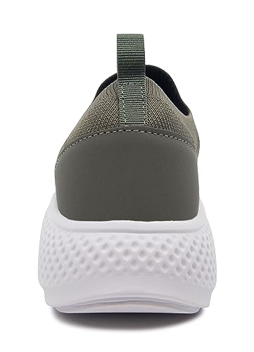 RBX Women's Slip On Athletic Training Shoe Lightweight Running Sneaker Quick Dry Mesh Breathable Gym Shoe Easy Slip On Lace Up Sneakers for Walking, Workouts, Commuting, Casual Wear Olive 7.5