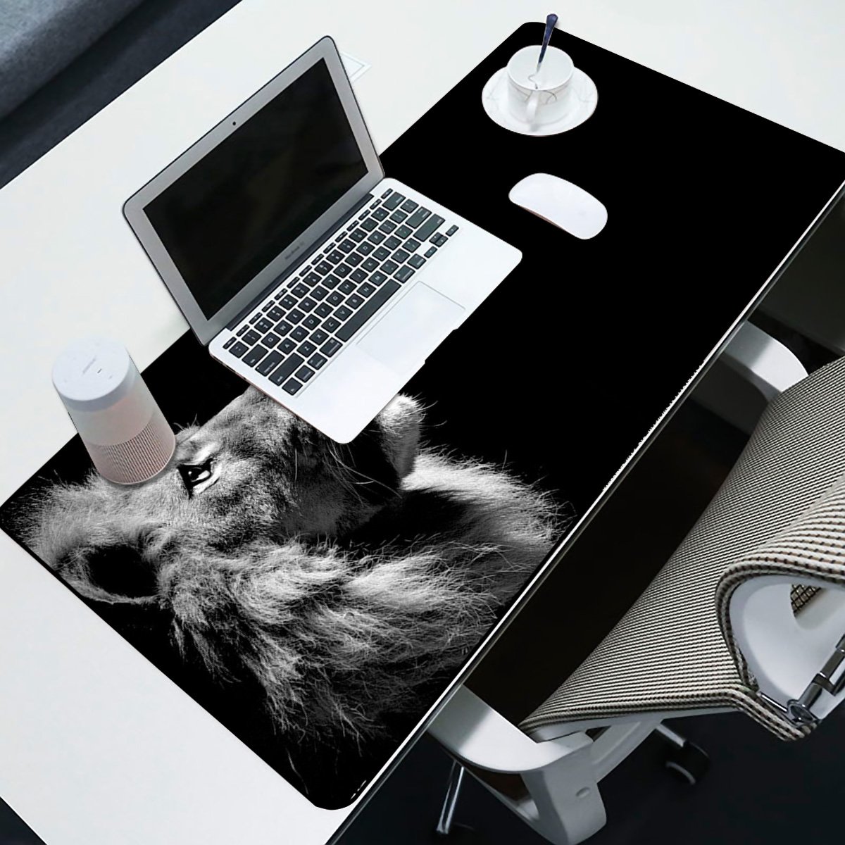 Qisan Large Gaming Mouse Pad Extended Size Mousepad for Computer Desktop PC Laptop 31.5"x11.8"x0.15" Keyboard Pad Desk Pad with Anti-Slip Rubber Base Large Desk Mat for Keyboard and Mouse-Lonely-Lion