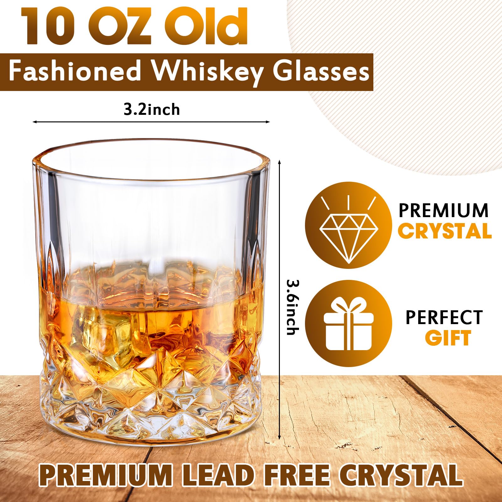 Yaomiao 24 Pack Old Fashioned Whiskey Glasses Bulk 10 oz Bourbon Glass Cocktail Glasses Rocks Glasses for Whiskey Bourbon Liquor and Cocktail Drinks Gift