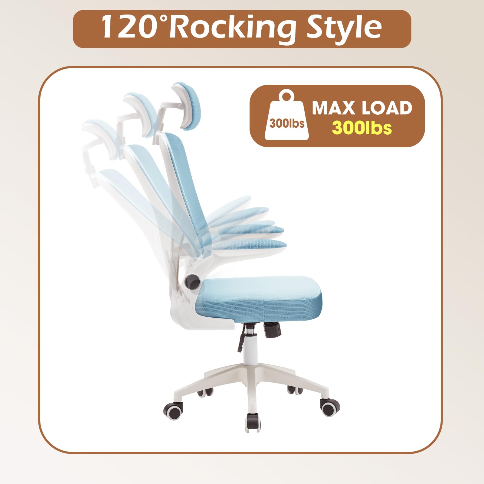 QUICK HORSE Ergonomic Office Chair, High Back Office Desk Chair with Adjustable Headrest and Neckrest, Swivel Computer Mesh Chair, for Office, Home and Study Room(White Green)