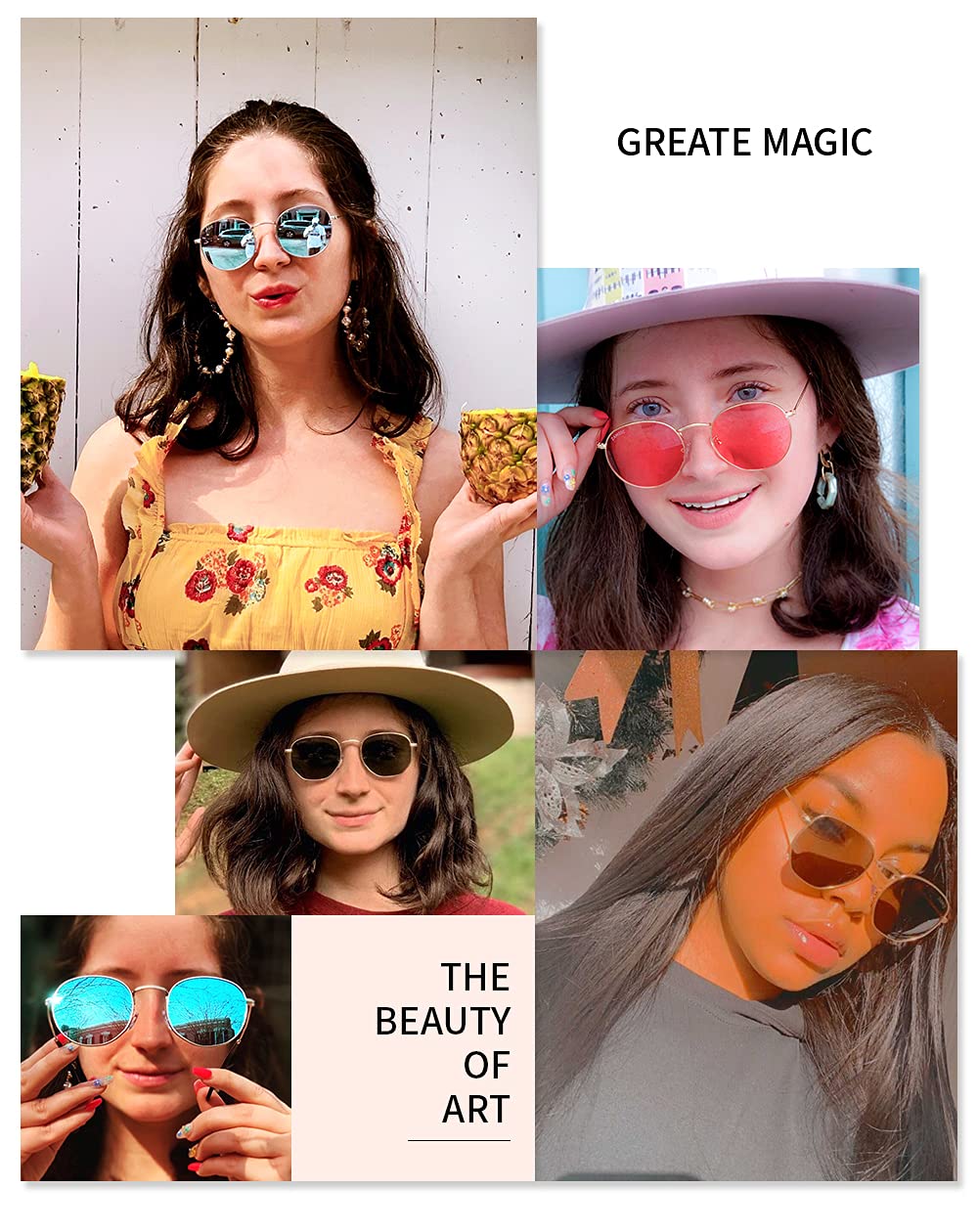 ZAMGIC Small Vintage Round Sunglasses Classic Retro Polarized Lens for Men Women Golden Frame Pink Lens
