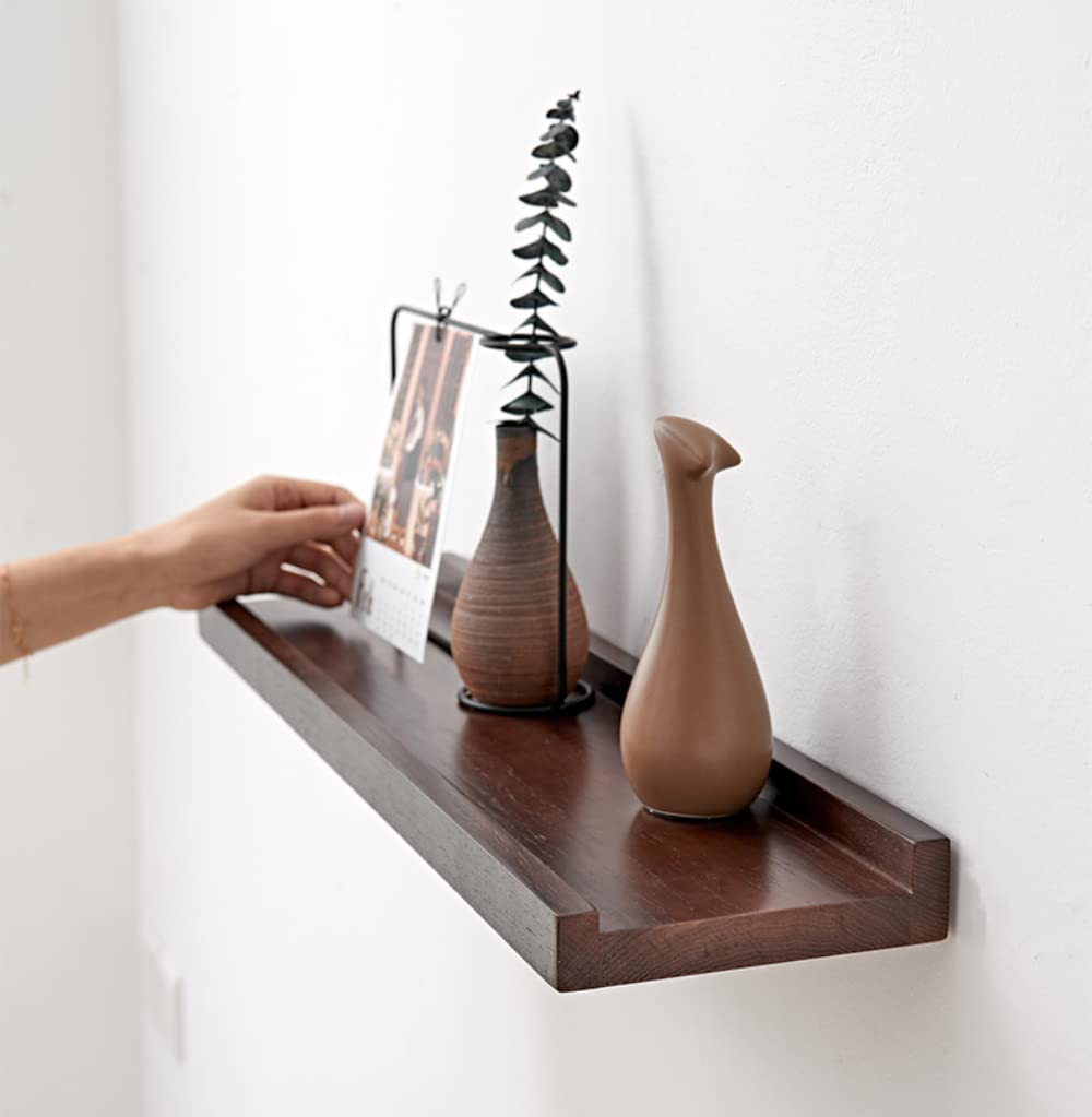 Recogwood 12 Inch Walnut Floating Shelves, 6'' Deep Solid Oak Wood Shelf, Rustic Wall Shelves for Decor and Storage, Picture Ledge Shelf for Bedroom/Bathroom/Living Room/Kitchen