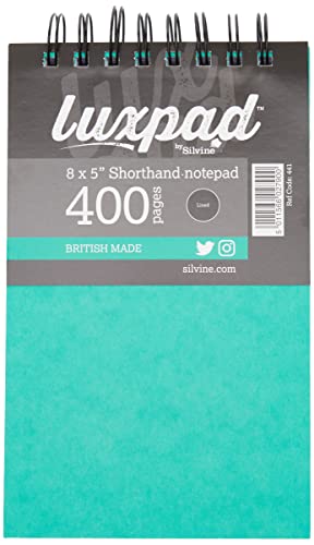 Silvine Luxpad 8x5 Spiral Reporters Notepad with 200 Feint Ruled Pages and Durable Pressboard Covers. [Pack of 6]