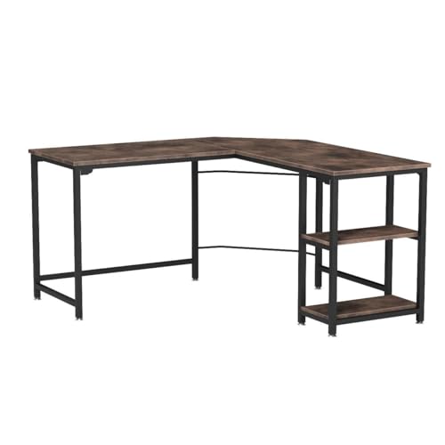 Tangkula Industrial L-Shaped Computer Desk, Space-Saving Corner Desk with Storage Bookshelves & Adjustable Foot Pads, Home Office Desk Study Workstation for Home Office
