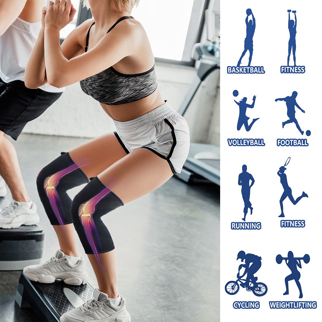 VJ Victory Jump Copper knee braces for knee pain - Knee Compression Sleeve Support for Men and Women, Knee Pads for Meniscus Tear, ACL, Arthritis, Joint Pain Relief, S