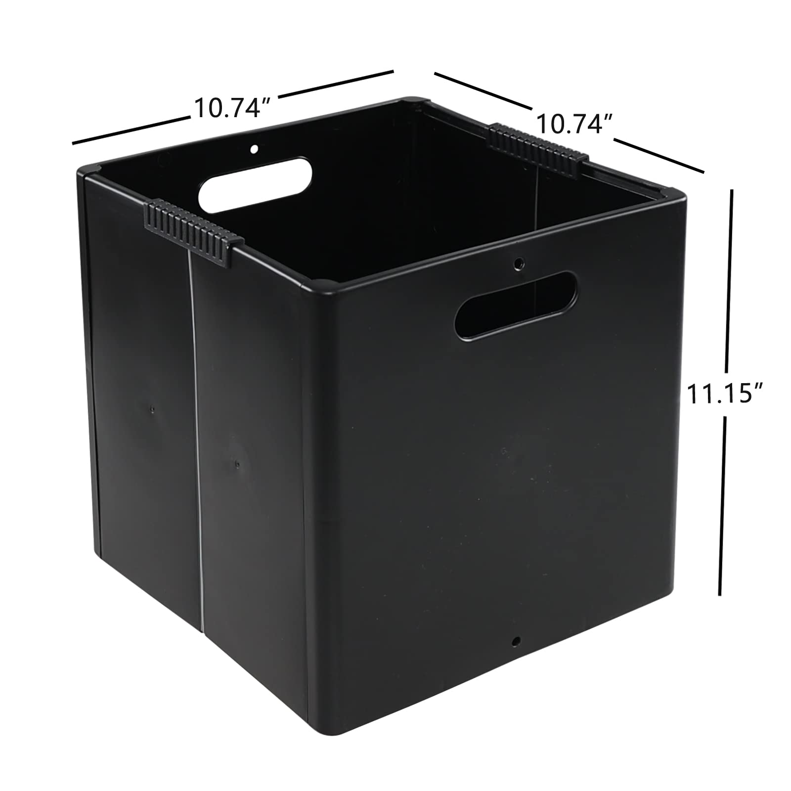 Xyskin Set of 4 Collapsible Plastic Storage Cubes Organizer with Handles, Foldable Cube Storage Baskets, Black