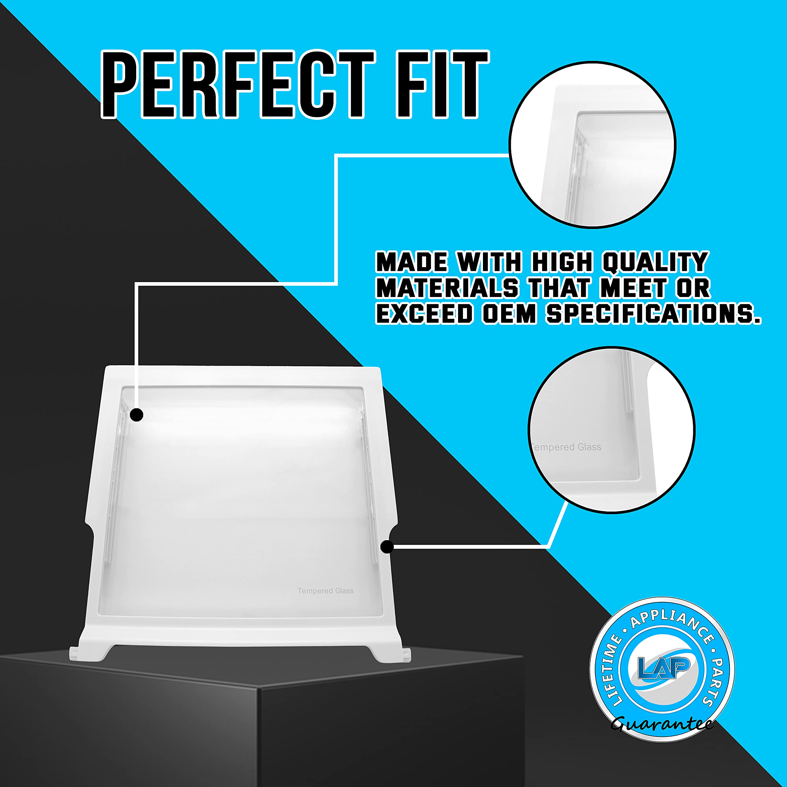 UPGRADED Lifetime Appliance W10276341 Glass Shelf Compatible with Whirlpool Refrigerator - WPW10276341