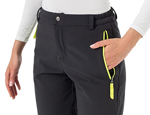 Rdruko Women's Outdoor Hiking Pants Waterproof Snow Ski Snowboard Softshell Fleece Insulated Winter Pants(Black, US S)
