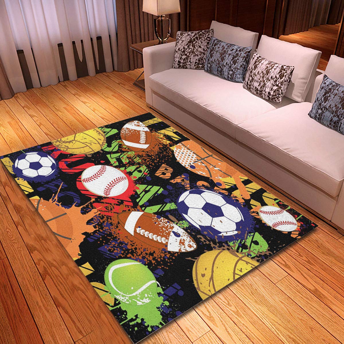 rouihot Non-Slip Area Rug 2'7"x 6' Beige Abstract Creative Herringbone Pattern Perfectly Composition Brown Chevron Rugs Carpet for Classroom Living Room Bedroom Dining Kindergarten Room