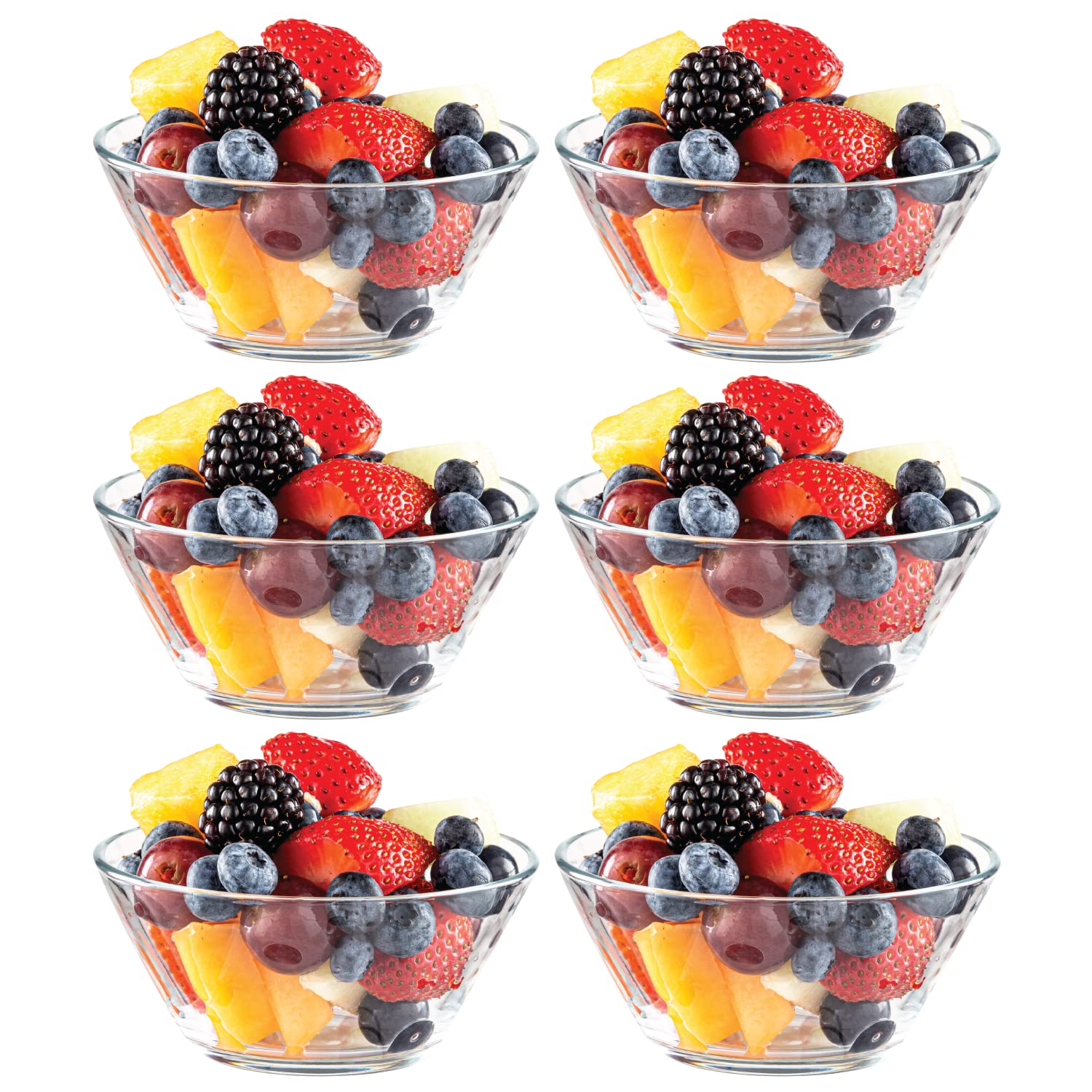 Vikko Glass Bowls, Set of 6, Glass Dessert Bowls, 7 Ounce Glass Dish for Dessert, Candy, Kitchen Prep, Dishwasher Safe