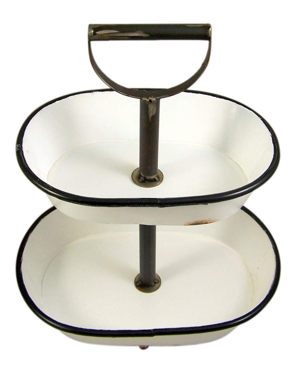 VIP Home Rustic Two Tier Metal Bucket Organizer Display Tray, 14 1/2 Inches
