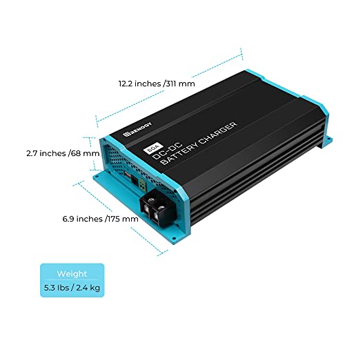 Renogy 12V 60A DC to DC On-Board Battery Charger for Flooded, Gel, AGM, and Lithium, Using Multi-Stage Charging in RVs, Commercial Vehicles, Boats, Yachts, 60A