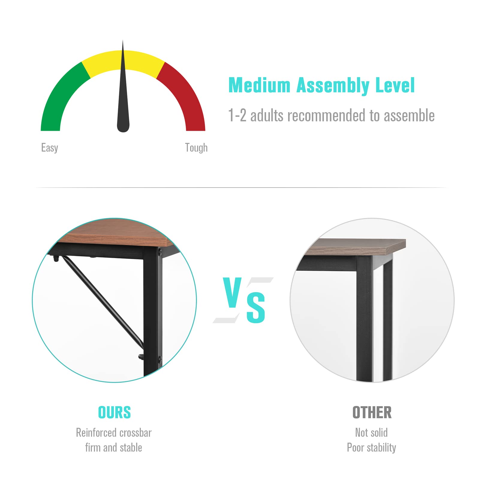 Pyraxis L Shaped Computer Desk, 47 Inch Gaming Desks with Hooks, Corner Desk with Storage Shelves, Office Desk for Small Space, Reversible Desks for Home Office, Walnut