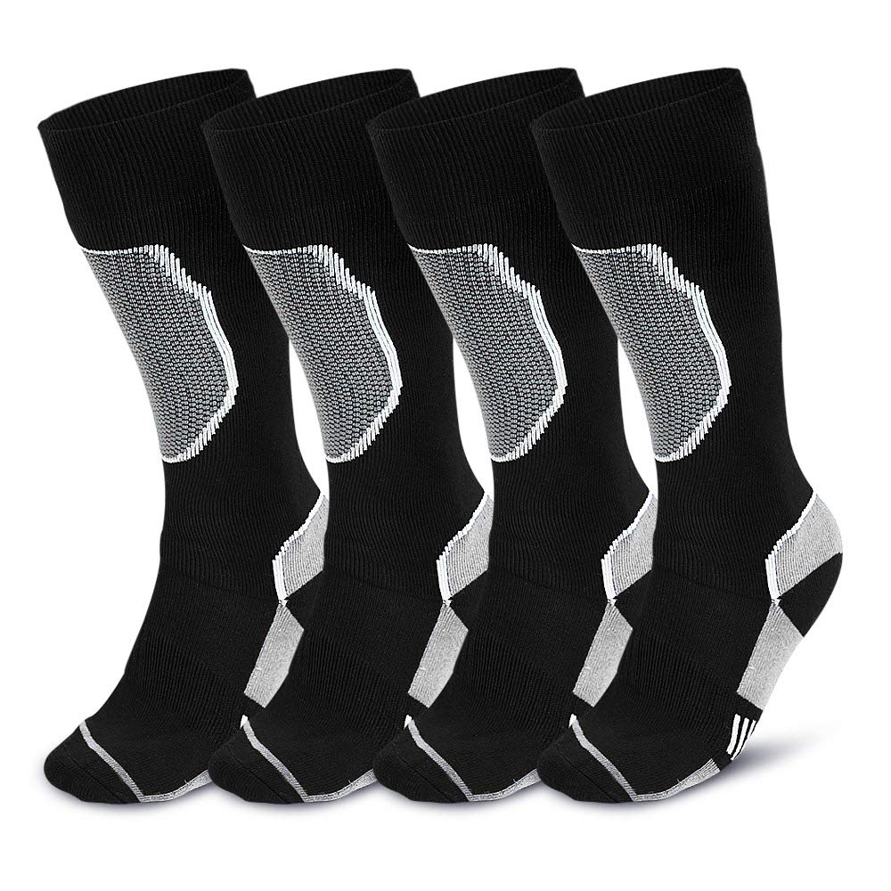 ZEPOHCK [2 Pairs Winter Thicken Sports Ski Socks, Calf Compression Thermal Socks for Men and Women