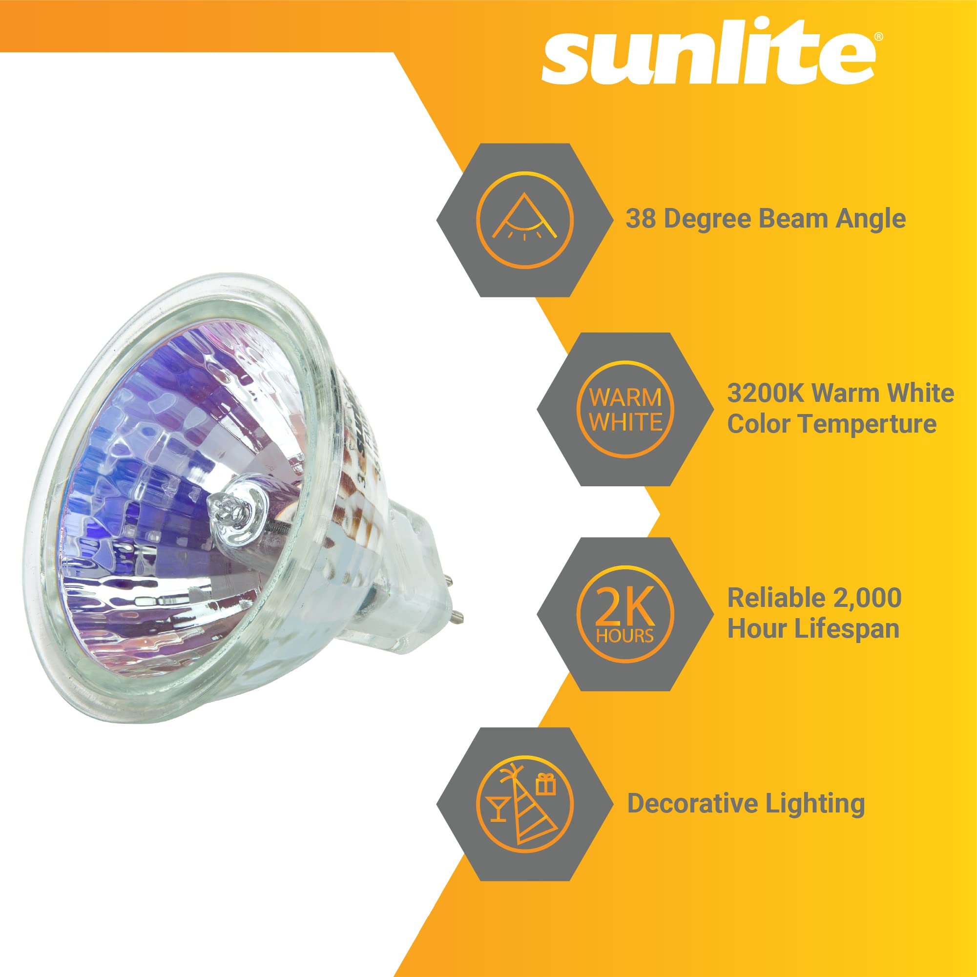 Sunlite 35MR16/CG/FL/12V/6PK Halogen 35W 12V MR16 Flood Light Bulbs (6 Pack)